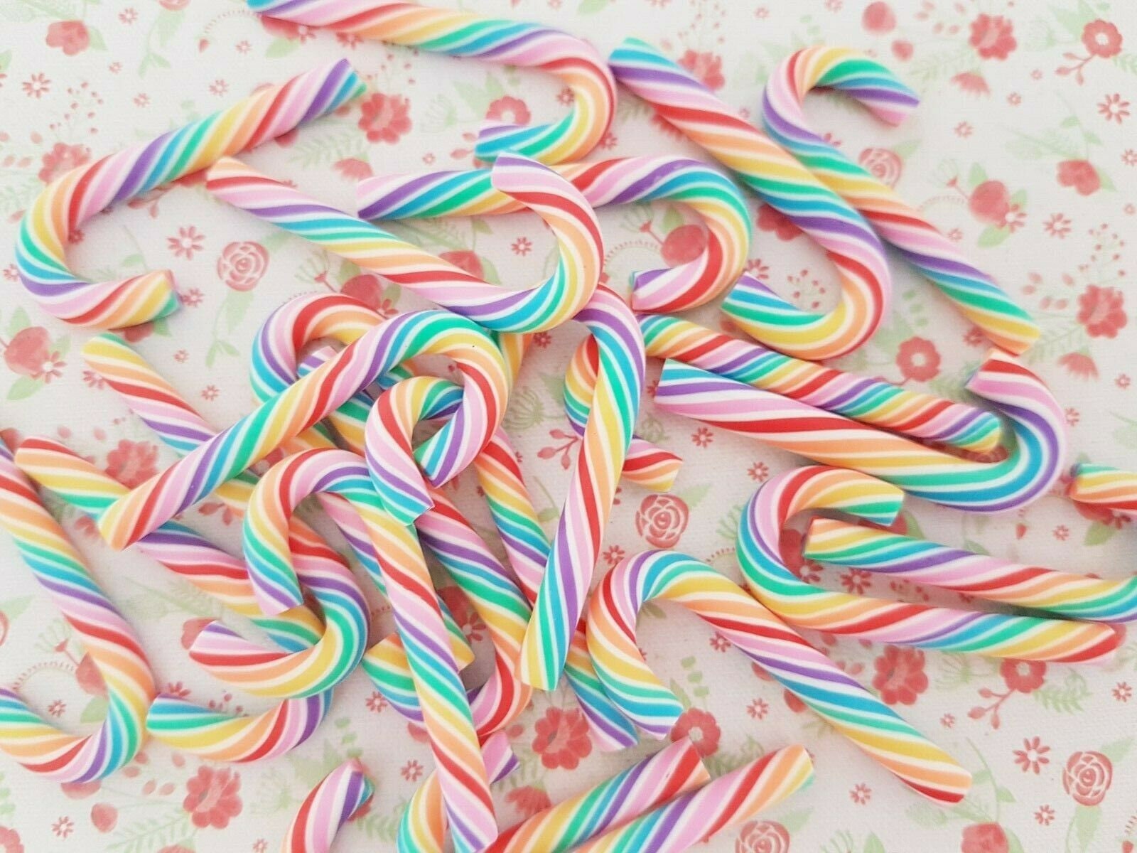 3/5/8 Large Christmas Rainbow Swirly Candy Cane Polymer Clay | Etsy