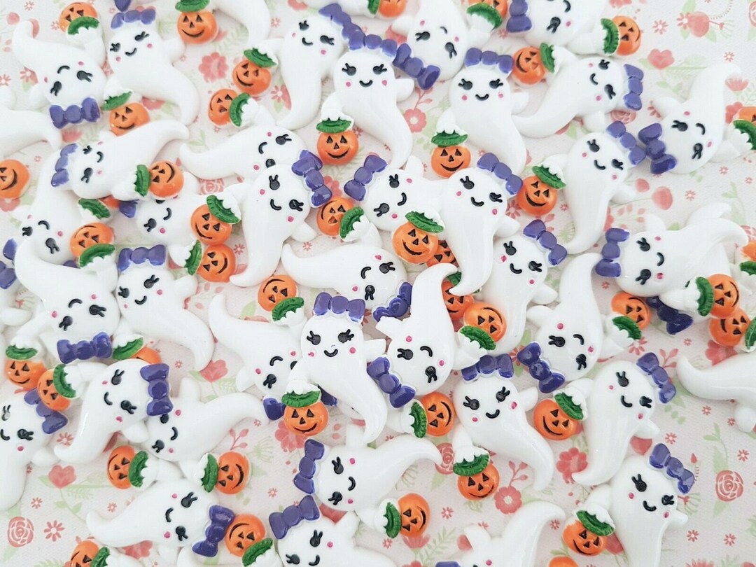 5/10 Cute HALLOWEEN Ghost Pumpkin Flatback Resin Cabochon Embellishment ...