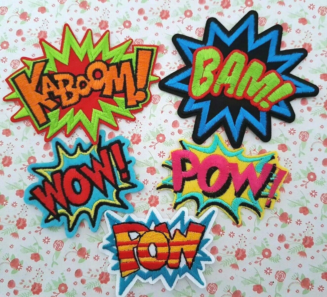 1 X Wow POW BAM Kaboom Comic Words Embroidered Patch Sew On/iron on ...