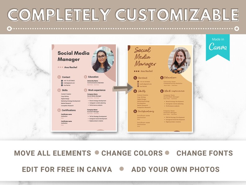 Pink Resume Template Professional Resume Template Modern CV - Etsy