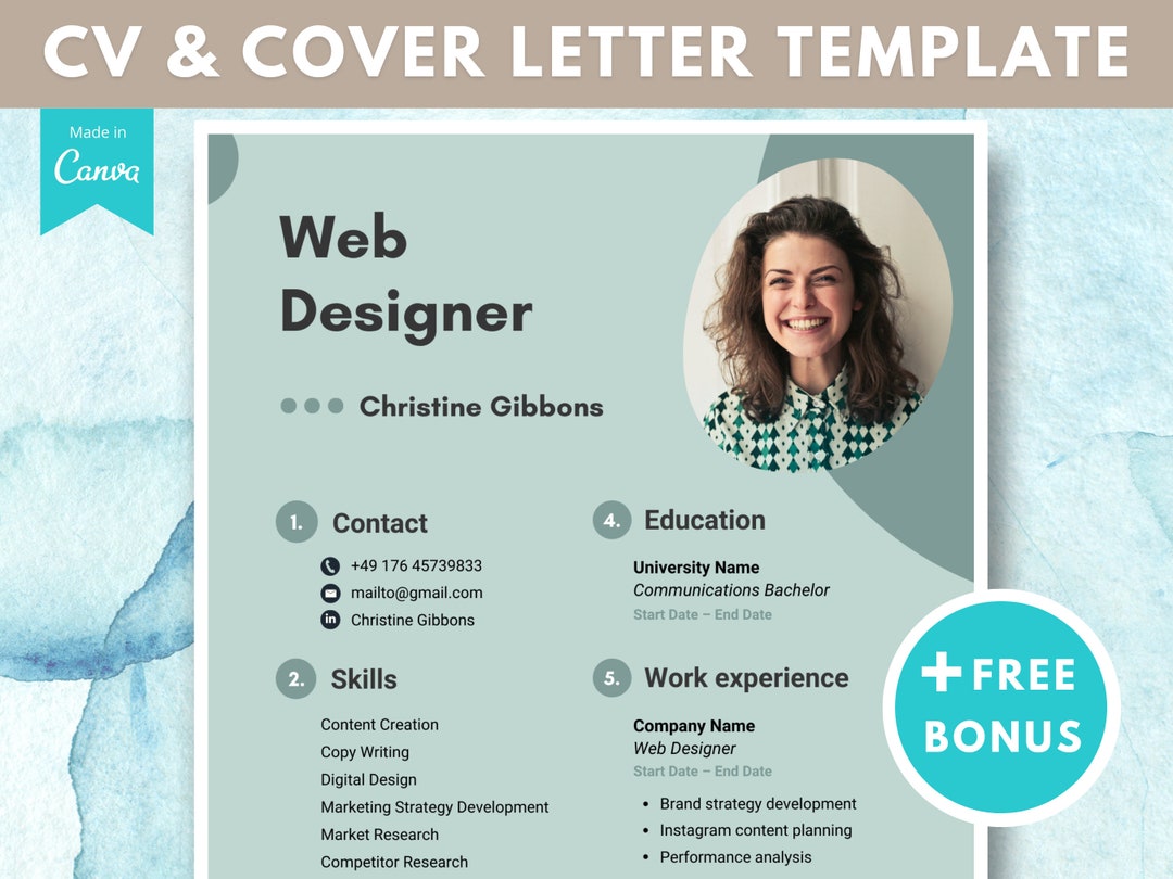 Blue Resume Template, Professional Resume Template, Modern CV Template ...