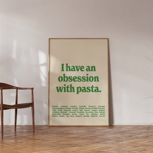 Retro Pasta Quote Poster Retro Mid Century Kitchen Wall Art - Etsy