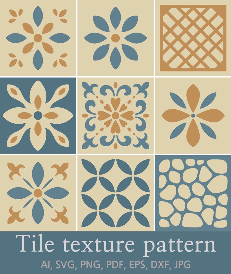 Vintage Mediterranean Tile Pattern SVG 10 – 9 Seamless Boho Floral ...
