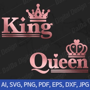 King and Queen With Crown SVG 2, His King Svg, Her Queen Svg, Crown Svg ...
