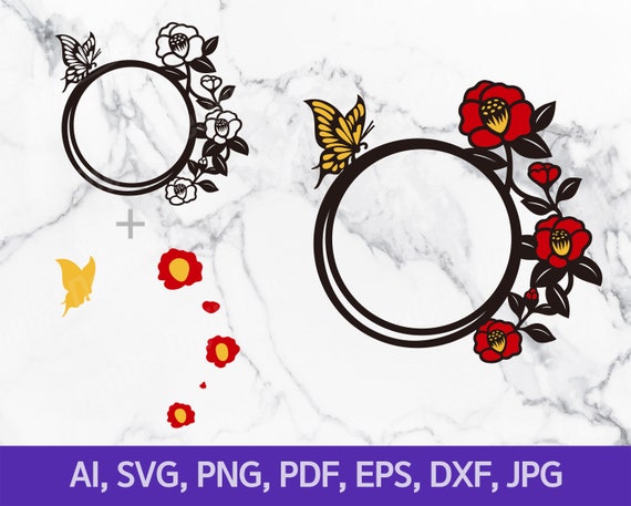 Butterfly Floral Frame SVG Floral Frame Cut File Flower - Etsy Hong Kong