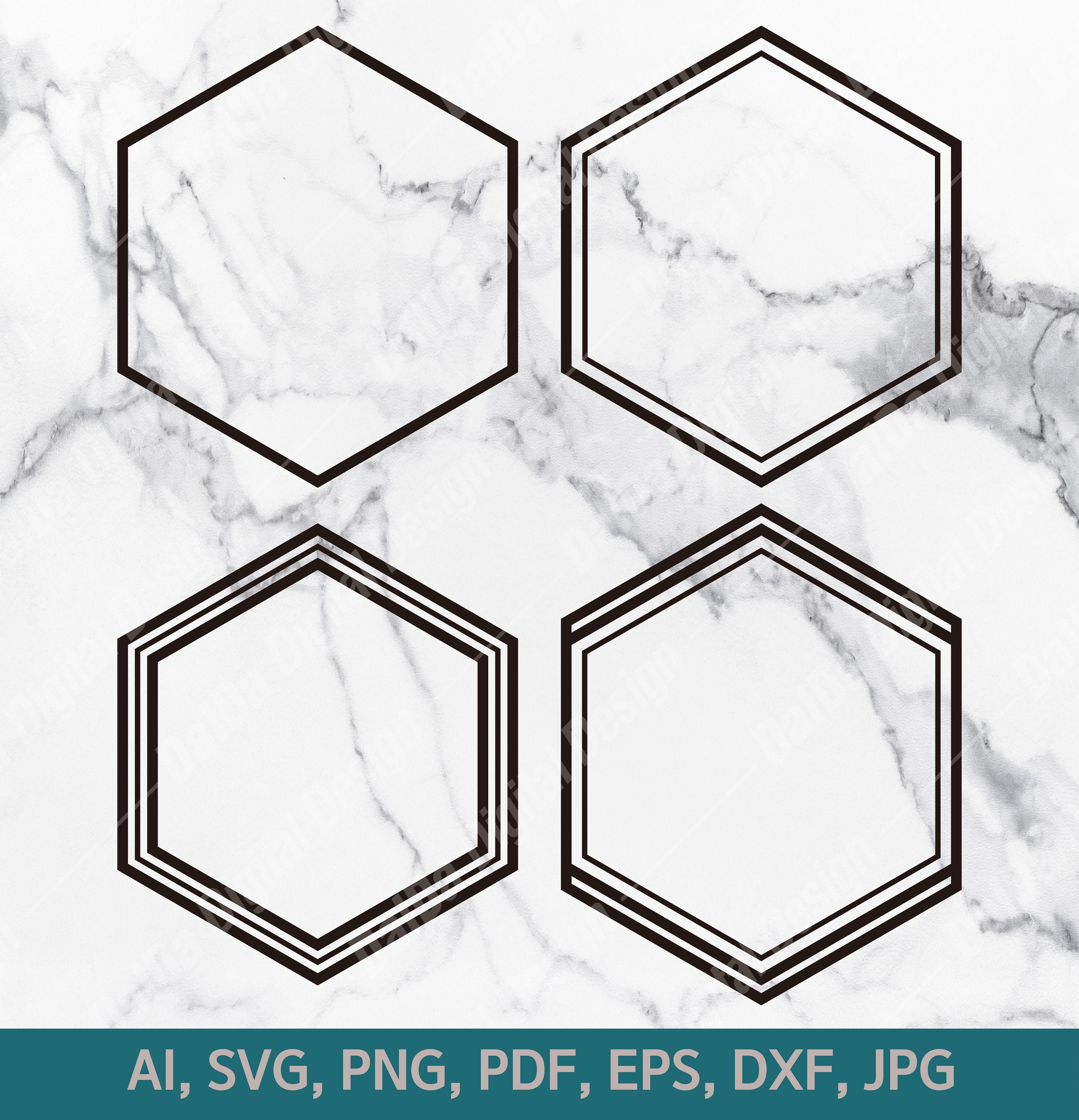 Hexagonal Frame Svg, Digital Download, Hexagonal Print, Square Frame ...