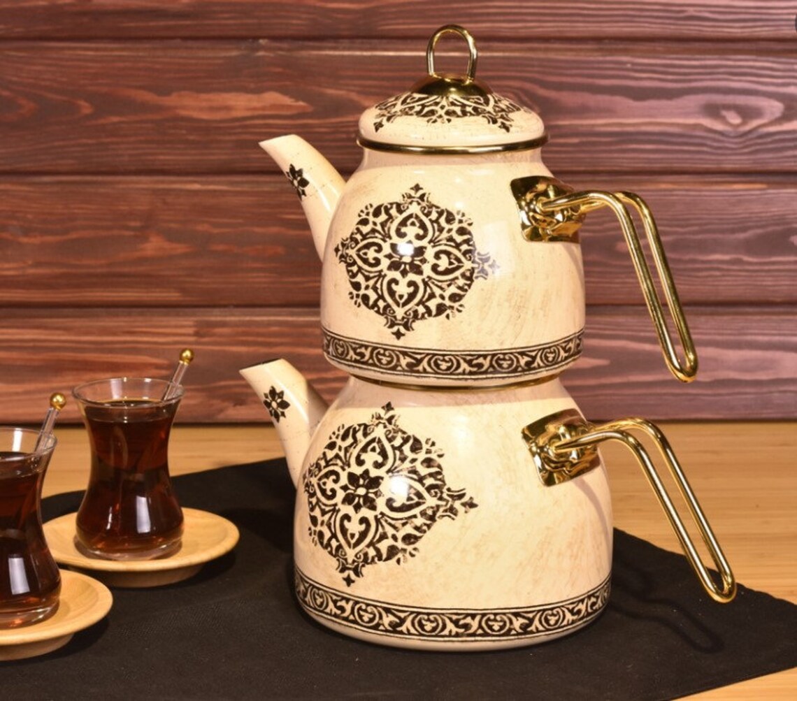 Enamel Teapot Set / Turkish Tea Pot Set Turkish Samovar Tea - Etsy