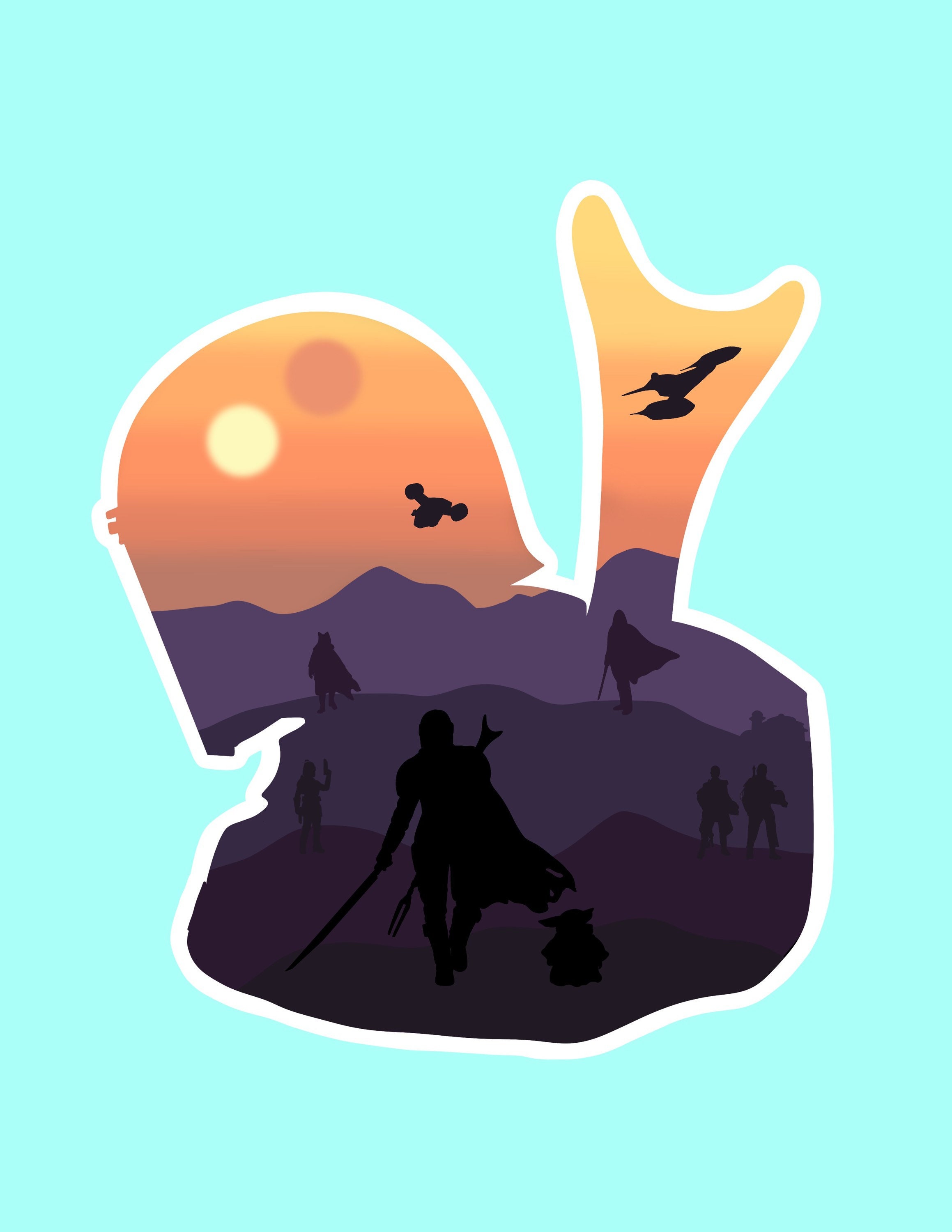 Mandalorian Sticker Grogu Sticker Sticker star Wars | Etsy