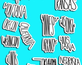 50 States Stickers - Etsy