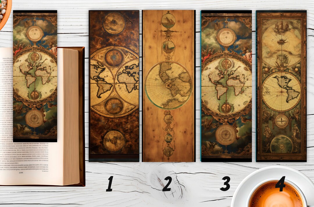 World Maps Bookmark Collection Individual or Set of 4 - Etsy