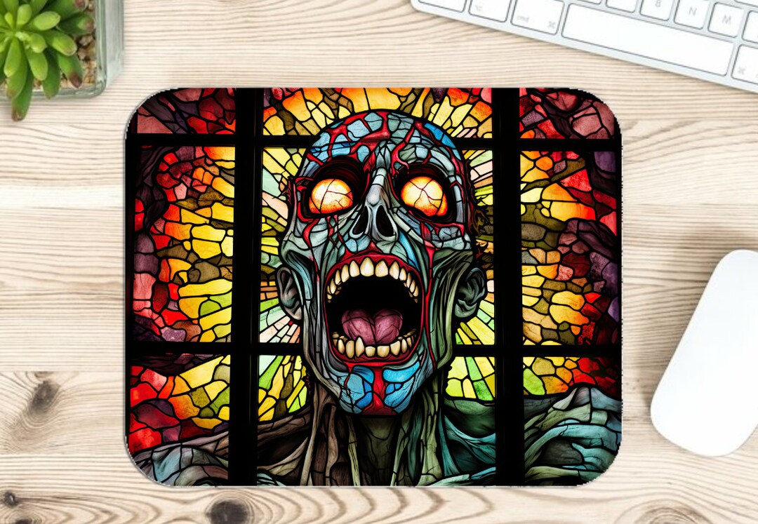 Mouse Pad | Horror Zombie Stained Glass Screams - Etsy