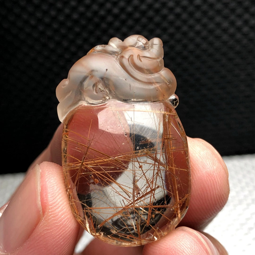 Natural Copper Rutilated Quartz Carving Pixiu貔貅/top Quality Rare Hair ...