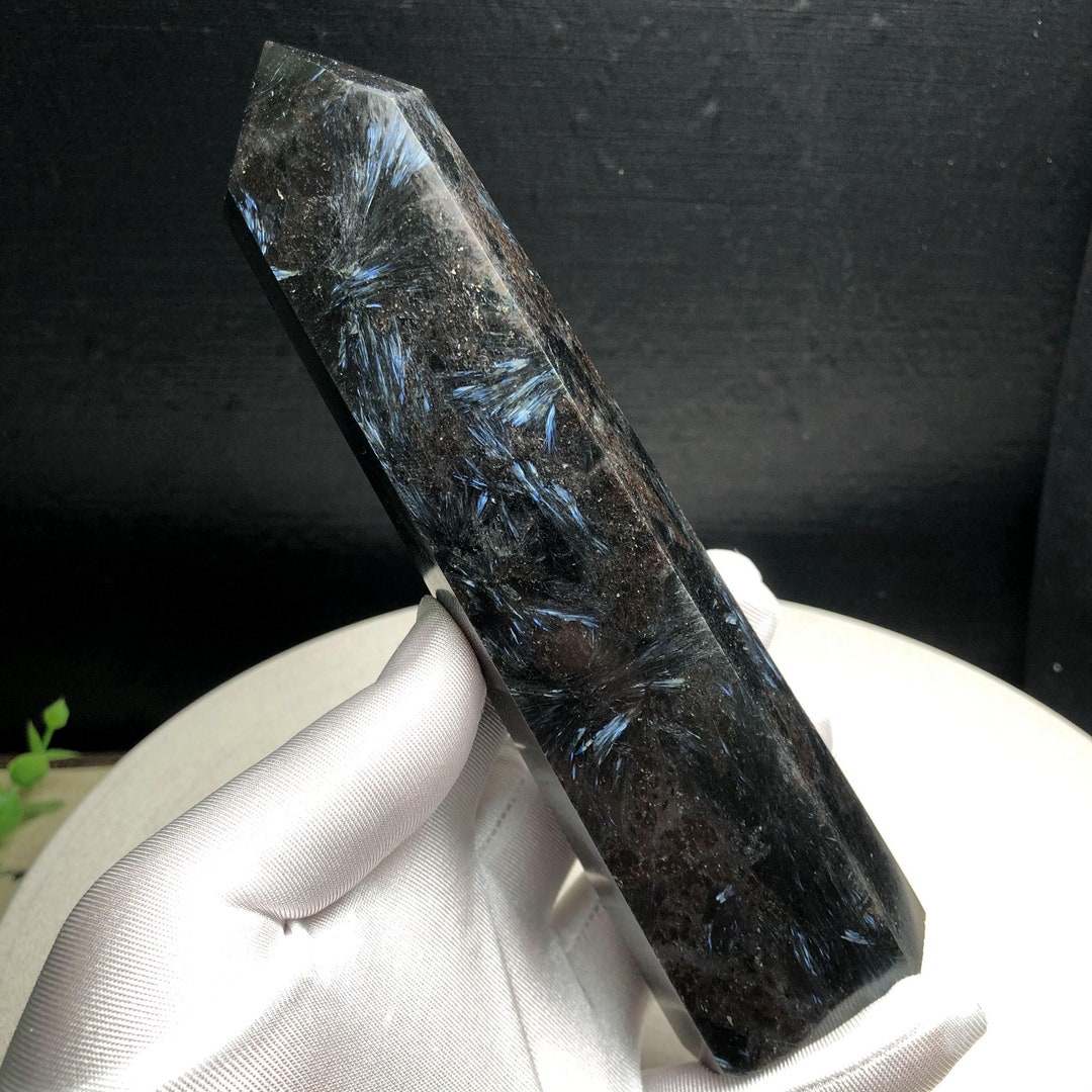 6.93"natural Arfvedsonite Stone Point,stunning Hand Made Obelisk/tower ...