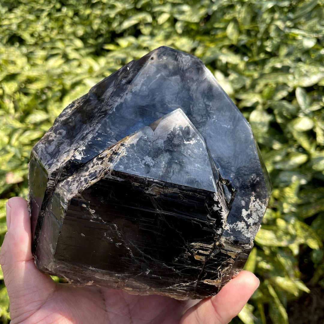 5.51" Natural Large Black Quartz Crystal Point,stunning Extremely Rare ...