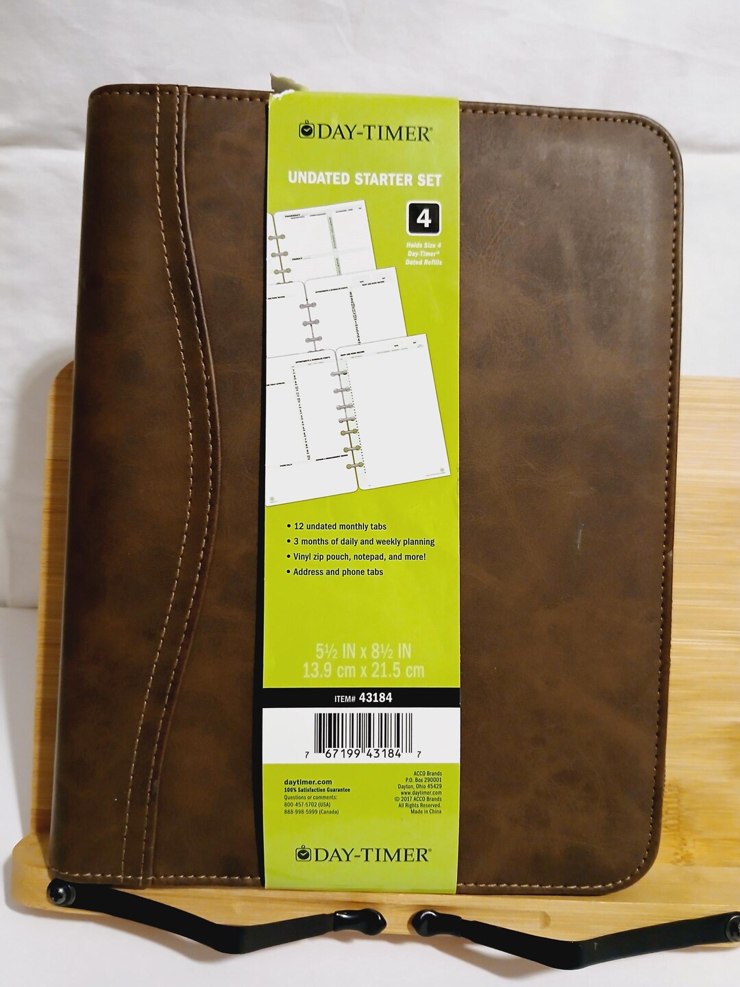 Day-timer Undated Starter Set: Dark Brown Zippered Binder With Monthly ...