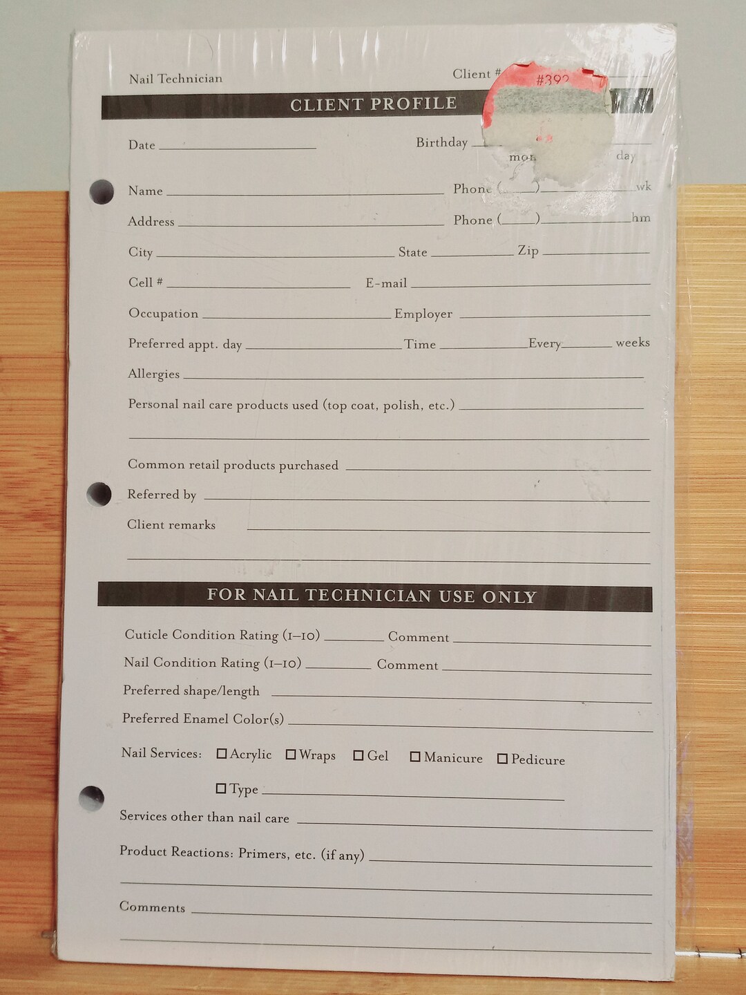 Nail Technician Client Data Inserts Pack 80 Count - Etsy