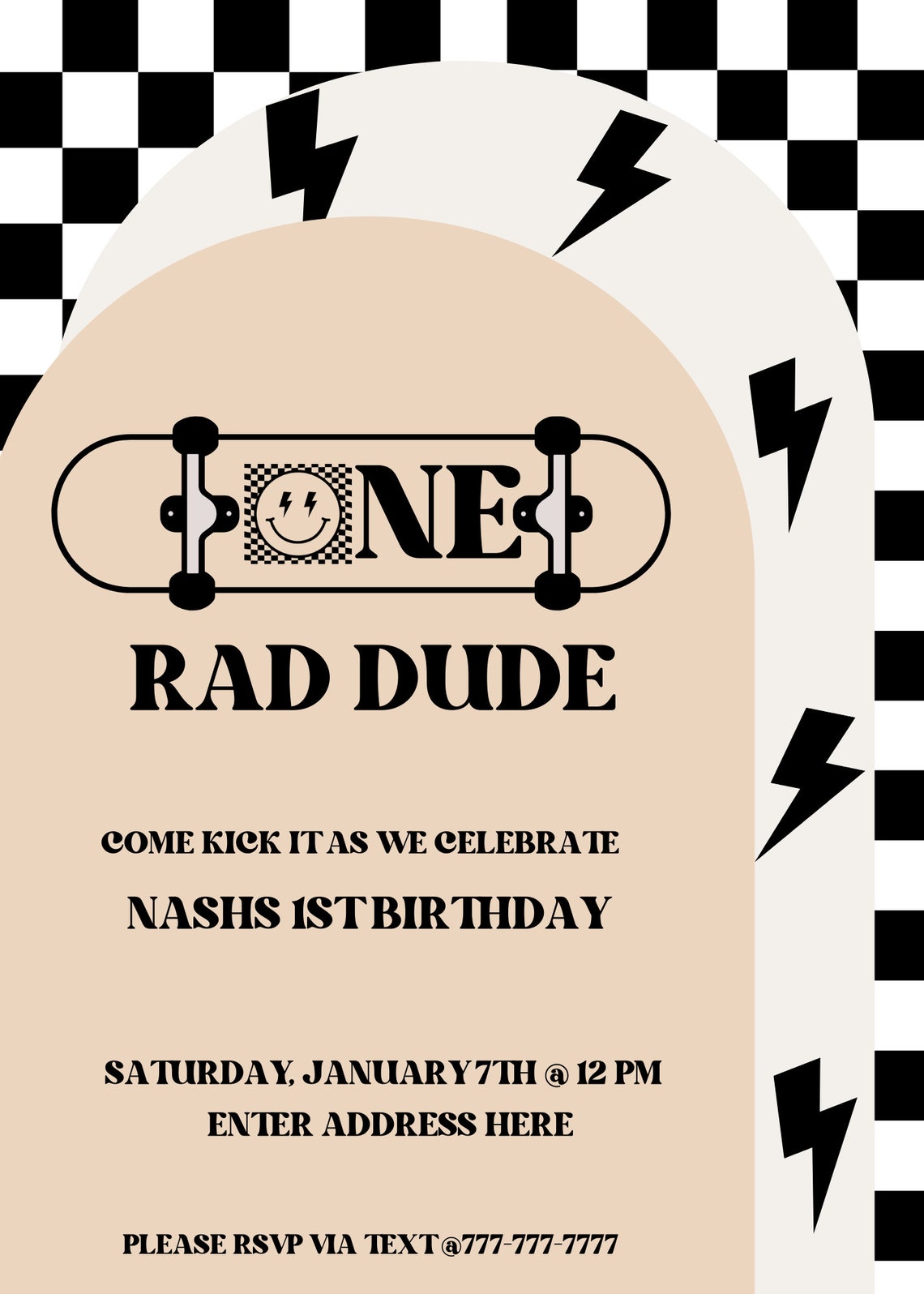 One Rad Dude | Birthday Party Invitations | One Happy Dude | Digital ...