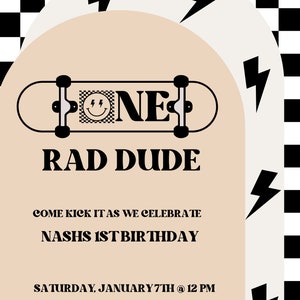 One Rad Dude | Birthday Party Invitations | One Happy Dude | Digital ...