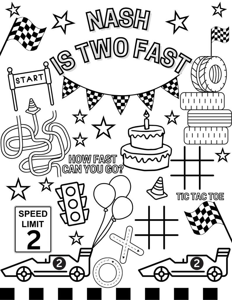 TWO FAST | Coloring Pages | Digital Download - Etsy