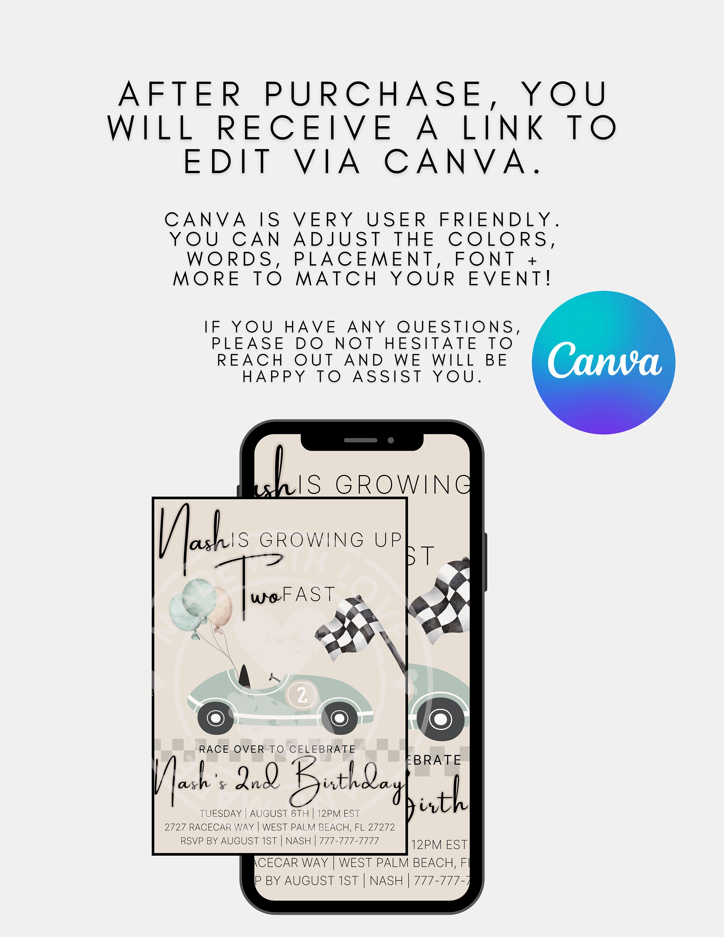 TWO FAST | Birthday Invitations | Digital Download - Etsy