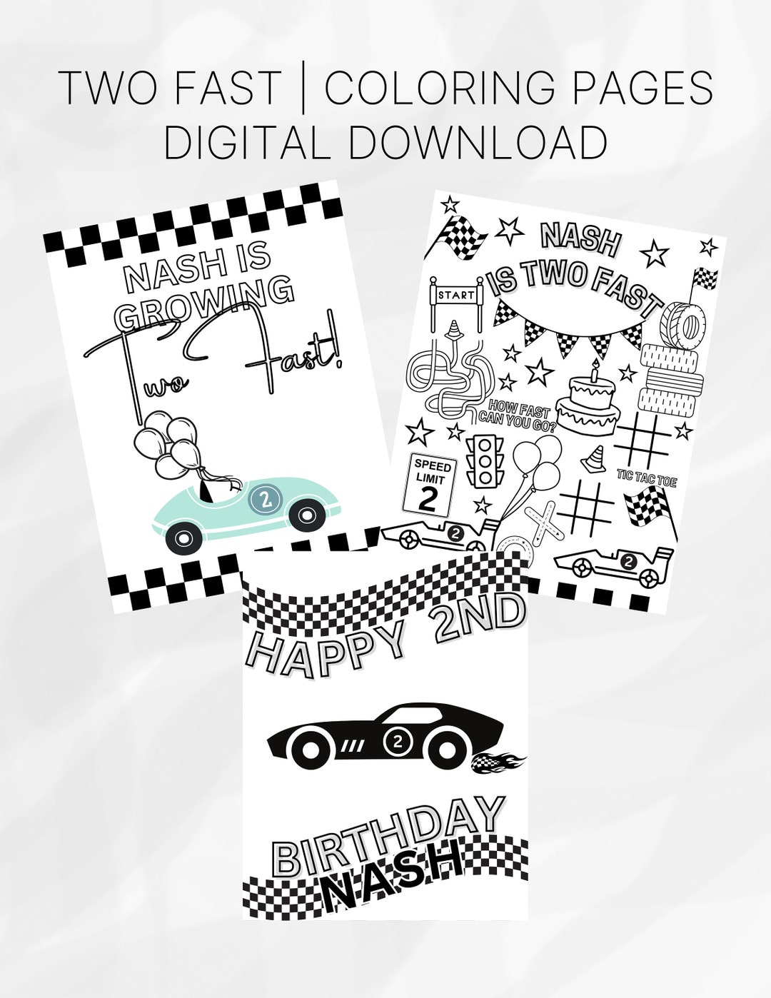 TWO FAST Coloring Pages Digital Download - Etsy