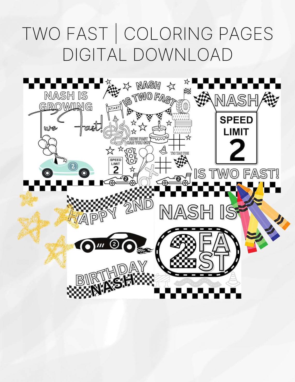 TWO FAST | Coloring Pages | Digital Download - Etsy