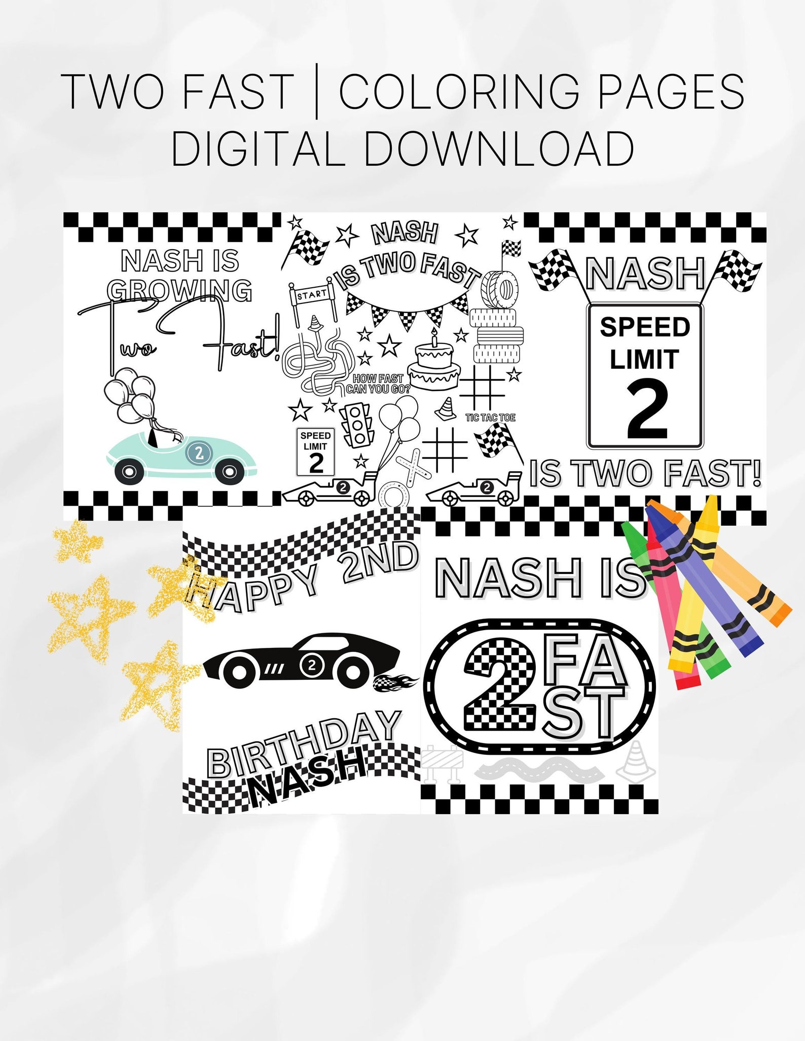 TWO FAST | Coloring Pages | Digital Download - Etsy