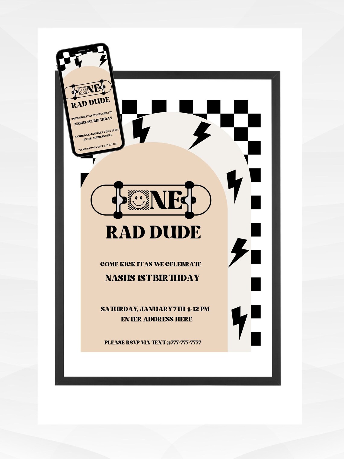 One Rad Dude | Birthday Party Invitations | One Happy Dude | Digital ...
