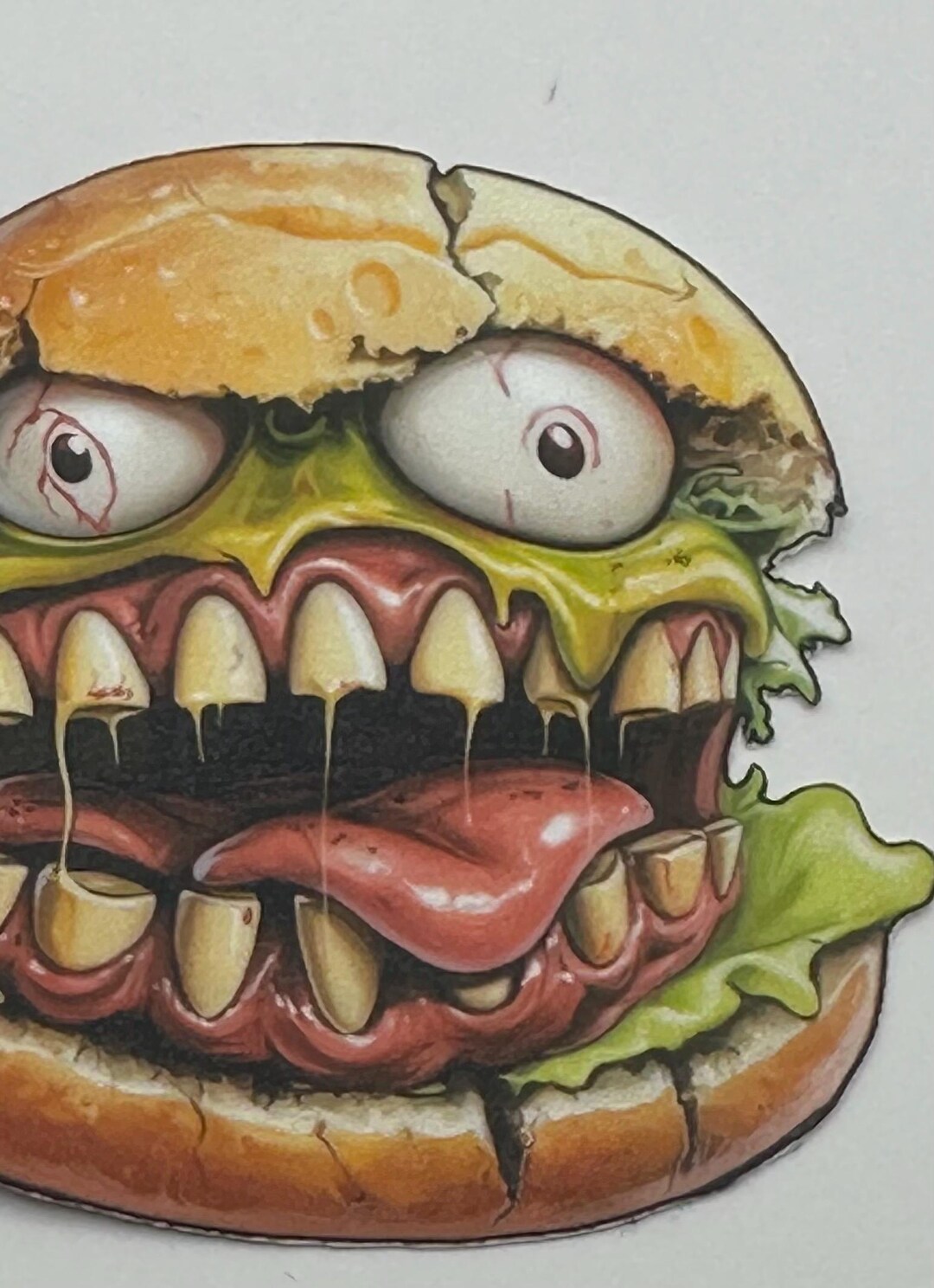 Crazy Cheeseburger Die Cut Water Resistant O Vinyl Water Bottle Laptop ...