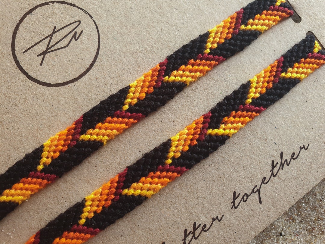 Black Orange Yellow Friendship Bracelet, Macrame Bracelet, Fenechki ...