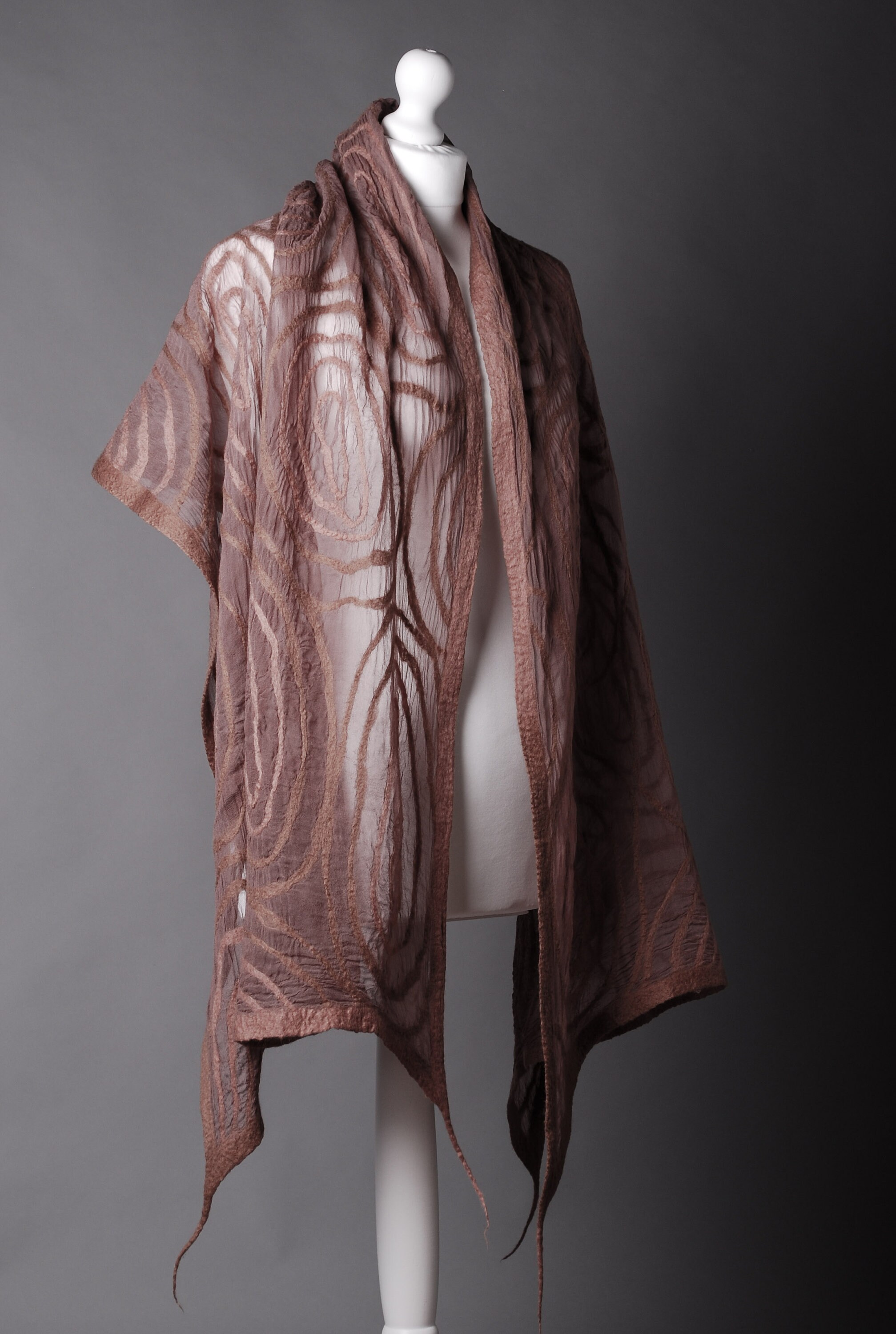 Brown Felted Scarf Nuno Felted Scarf Felted Shawl Wool | Etsy