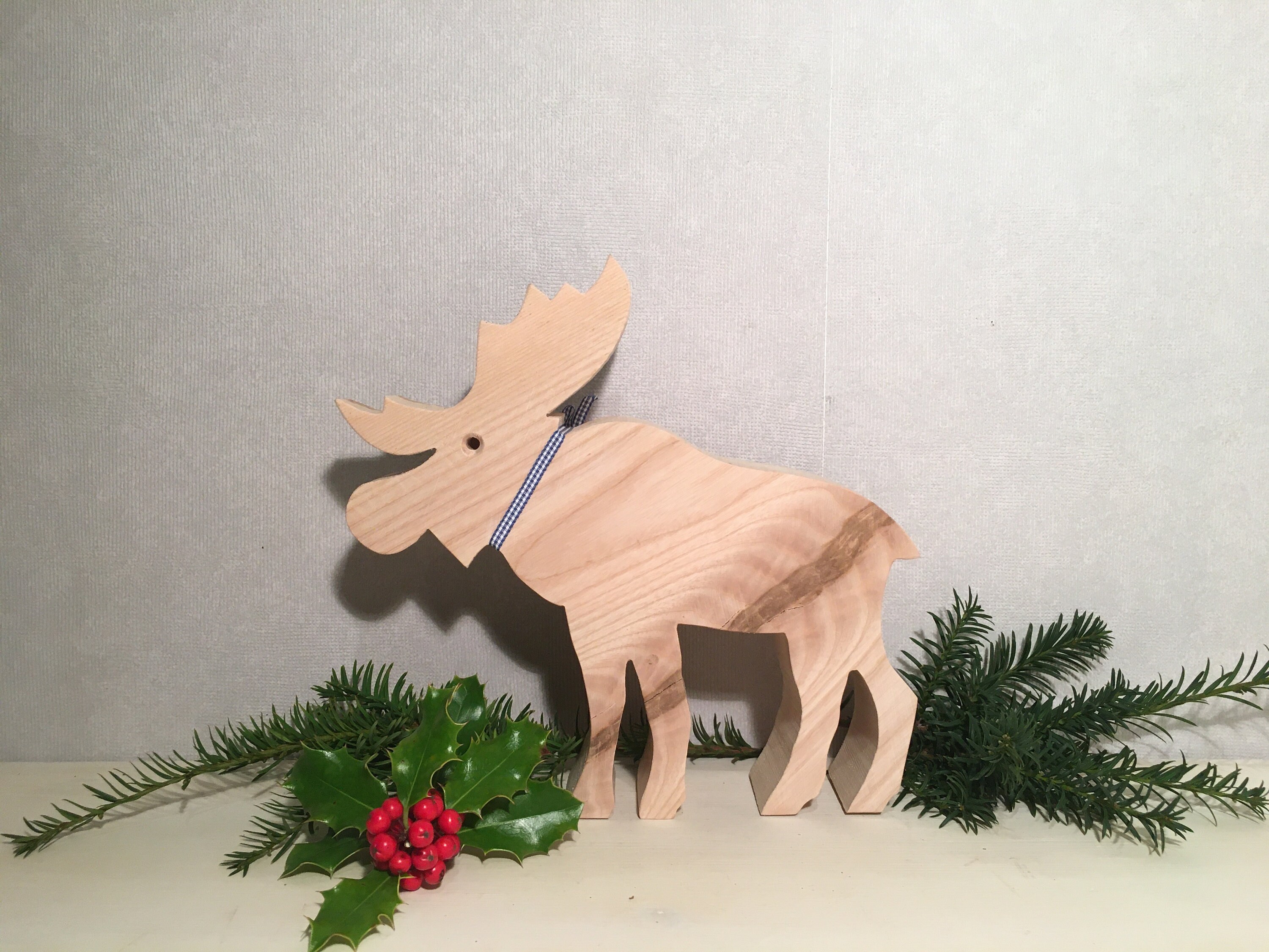 Small moose 26 cm made of wood Christmas decoration | Etsy