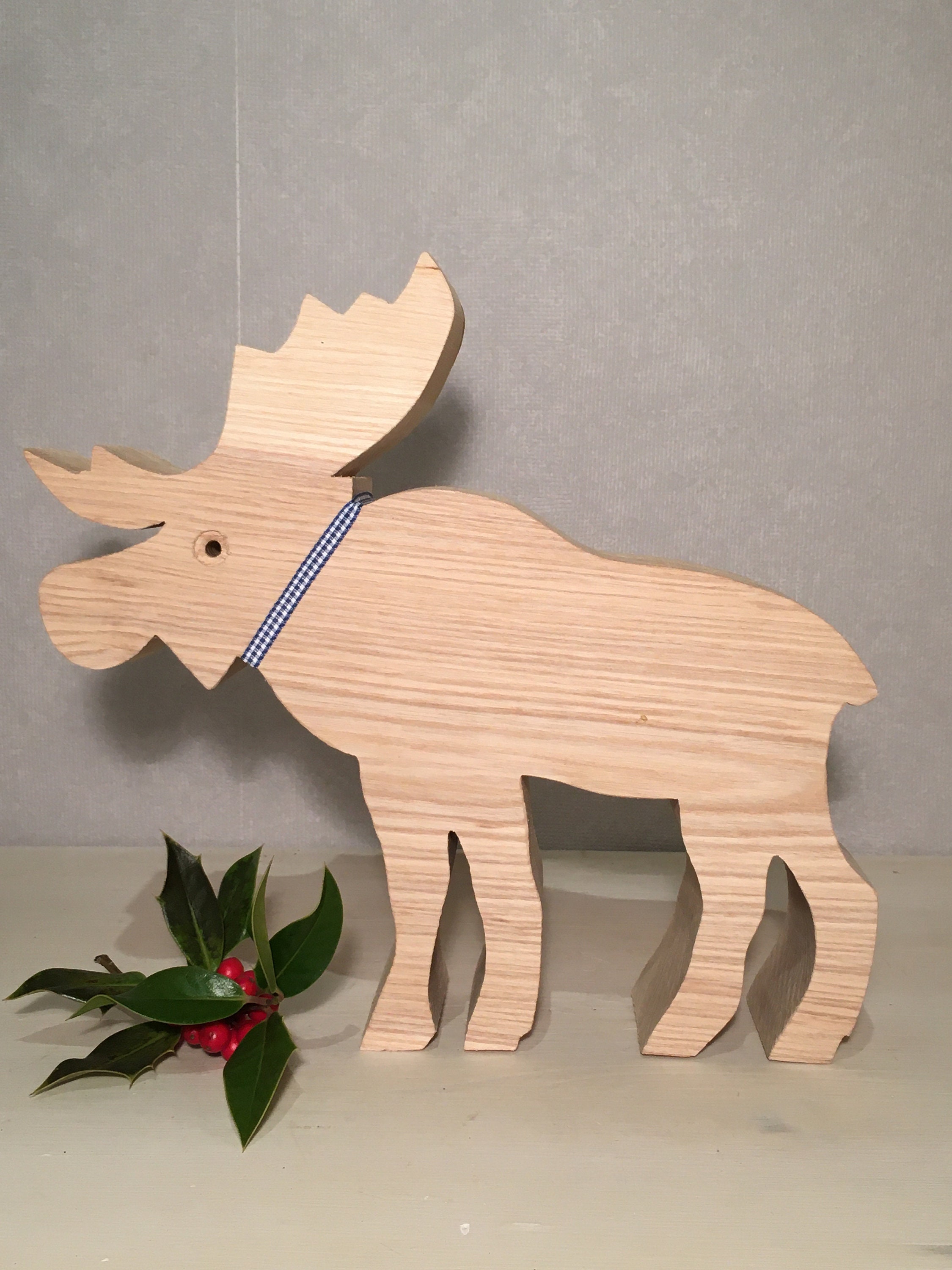 Small moose 26 cm made of wood Christmas decoration | Etsy