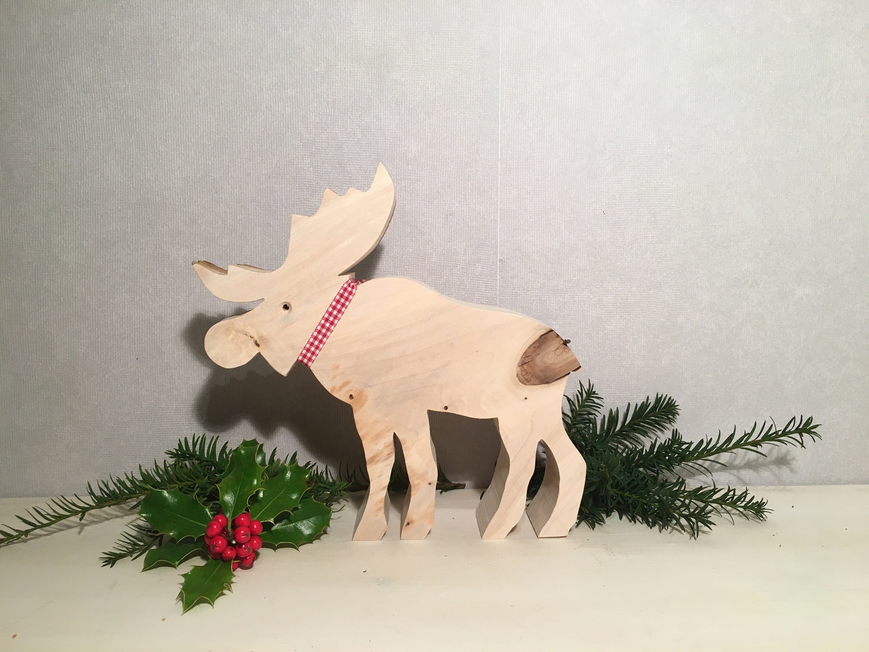 Small moose 26 cm made of wood Christmas decoration | Etsy