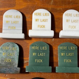 17x Carved Gravestone “here Lies My Last F**K” (obsidian, Opalite ...