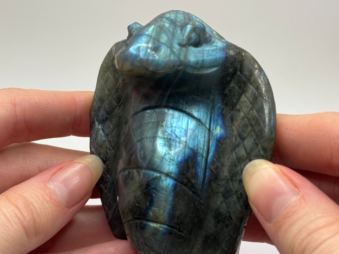 Carved Labradorite King Cobra Snake Head Woth Flashy Colors! WATCH ...