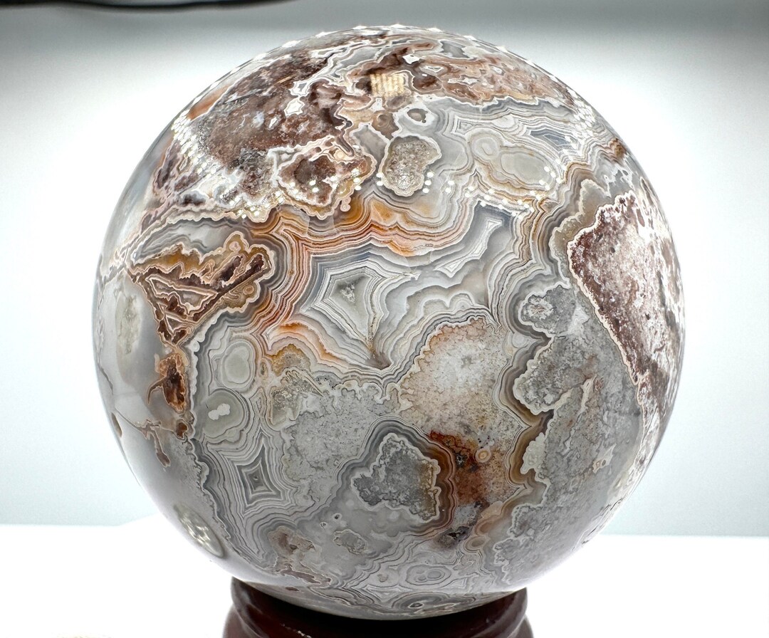2.7 Mexican Laguna Crazy Lace Agate Sphere Handmade Beautiful Patterns ...