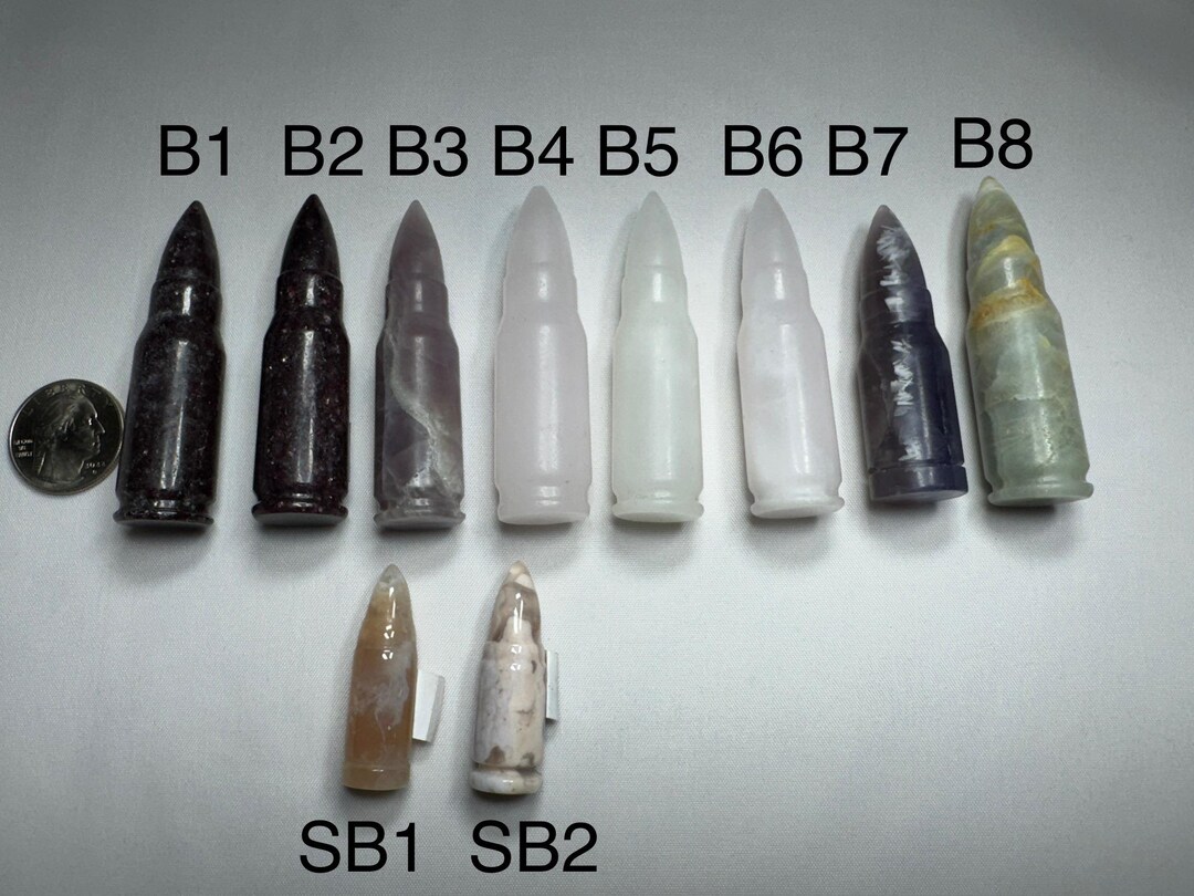 Carved Bullets Pistol Revolver Gun (obsidian, Red Jasper, Green ...