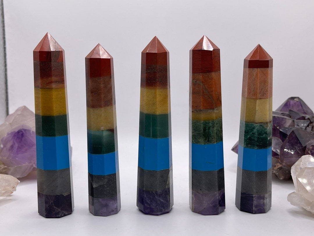 7 Chakra Crystal Towers (2 Types) 4”+ Tall - Etsy