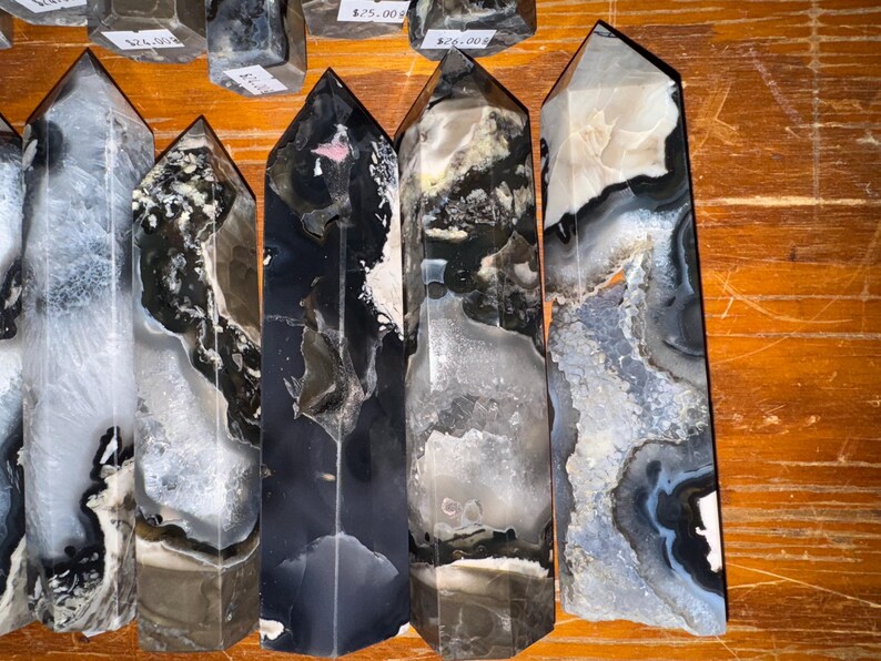 Many Volcano Agate Towers!! Glows Under SW UV! Many Patterns and Colors ...