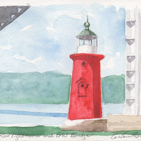 Red Lighthouse - Etsy