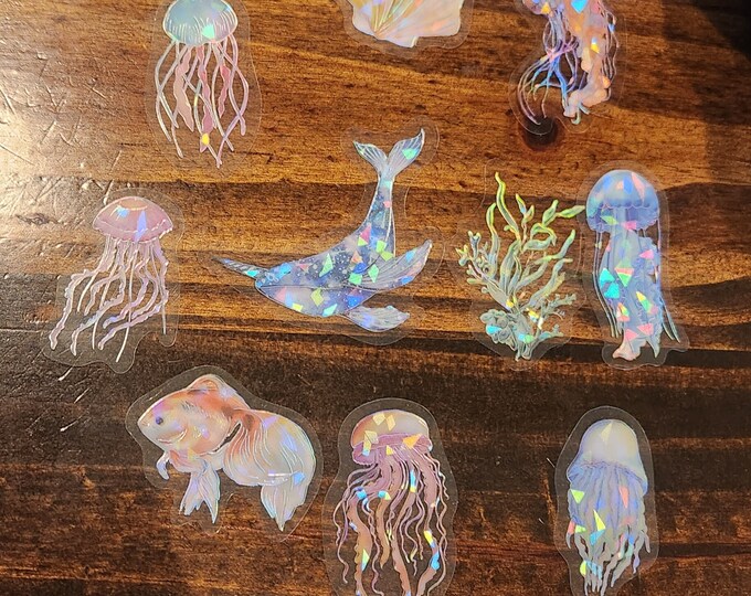 Holographic Sea Creatures Vinyl Decals Stickers 20 Pack - Etsy