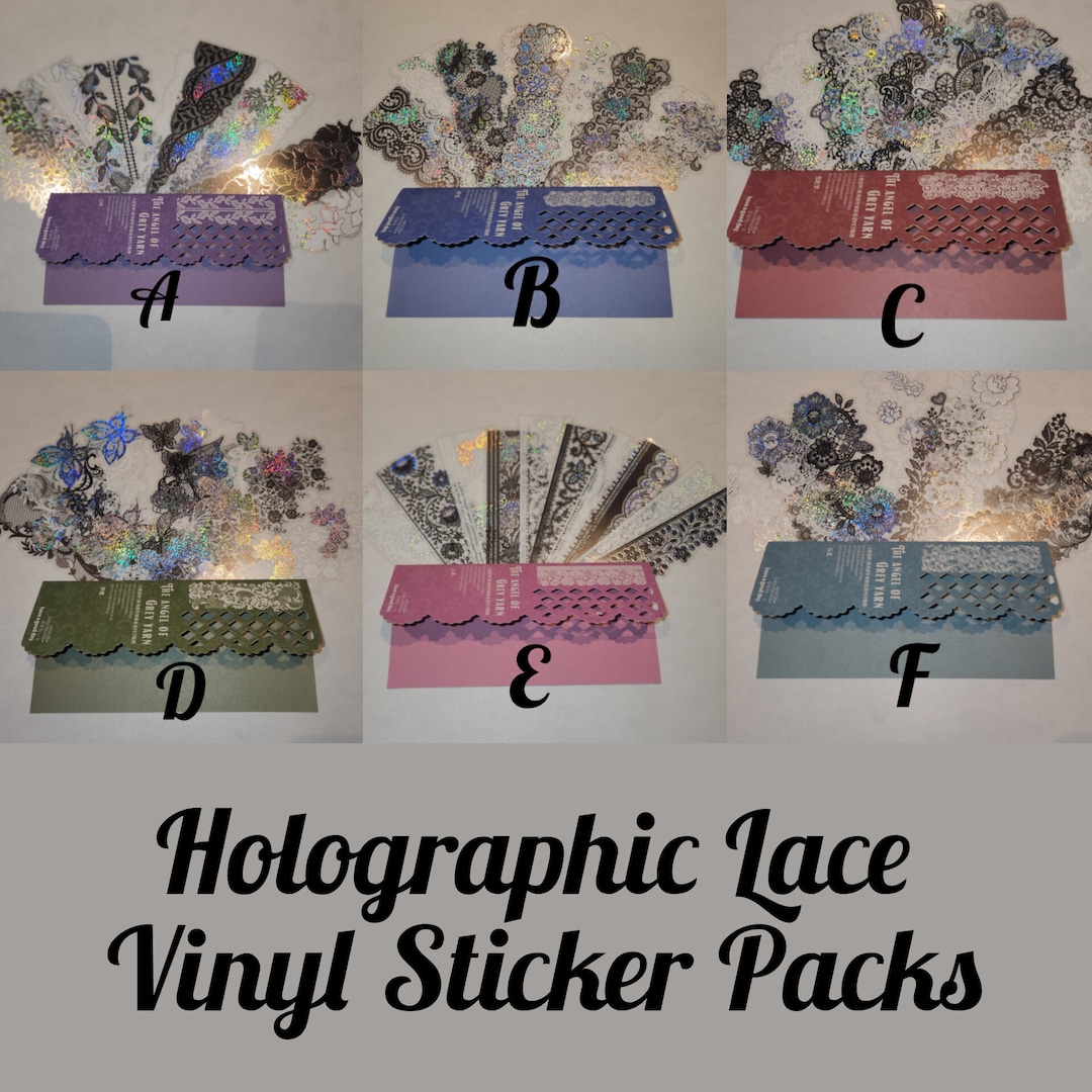 Holographic Lace Vinyl Sticker Packs 6.5x1.5 Inch, 6 Options to Choose ...