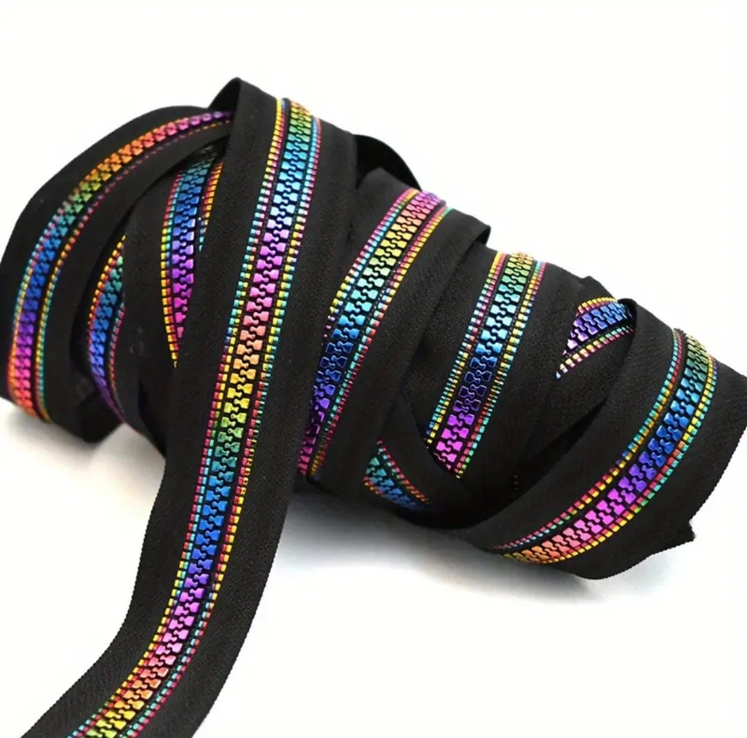 Plastic 7" Zipper, Rainbow Chrome Teeth, Nylon Coil - Etsy
