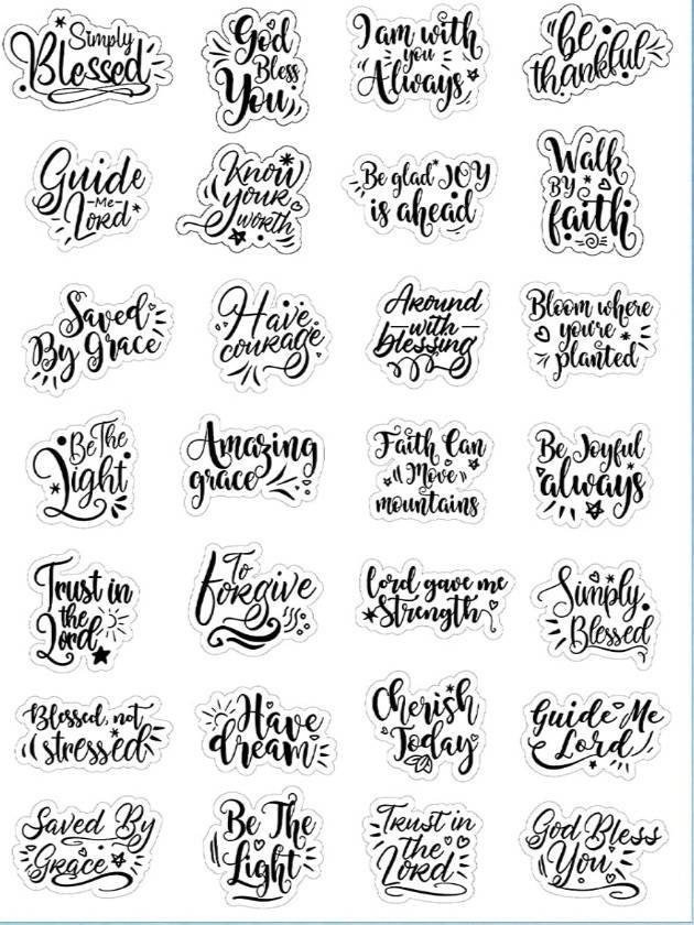 Spiritual Bible Quotes Sticker Sheet Available in Black or - Etsy