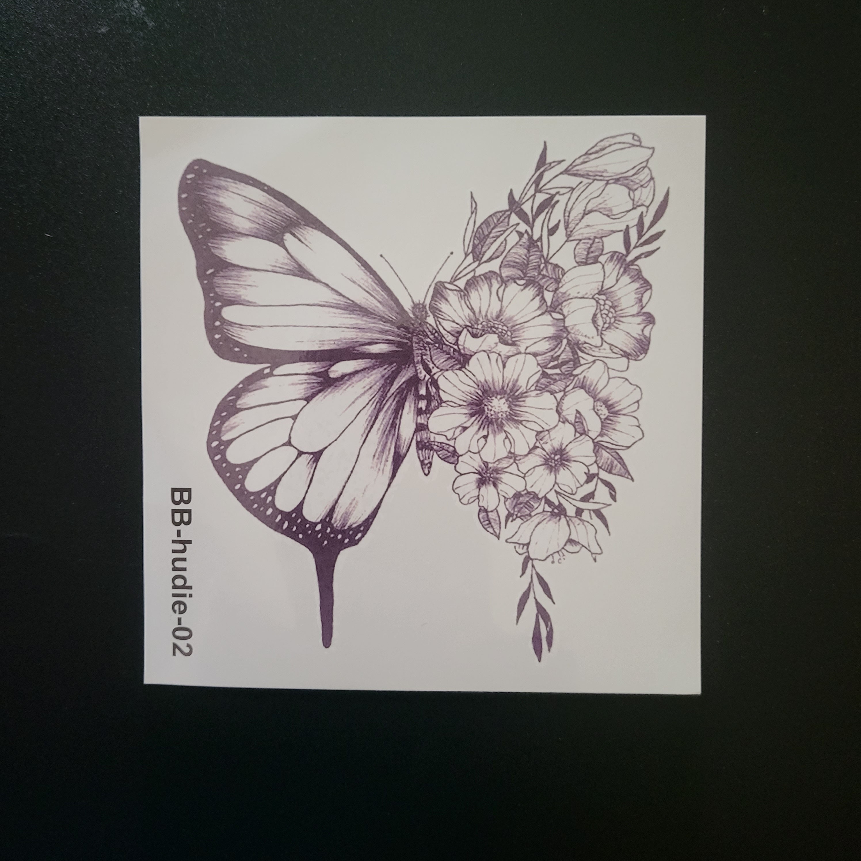 Half butterfly half flower tattoo stencil - Bronctattooaus.com