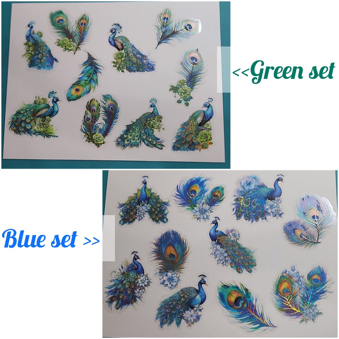 Holographic Peacock Decal Vinyl Stickers Two Sets Available - Etsy