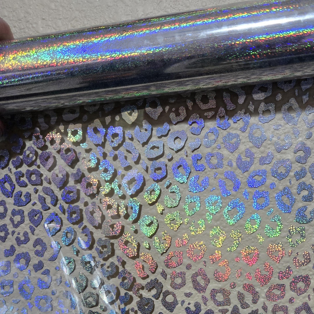 Transparent Silver Holographic Cheetah Print Foil Transfer Sheet ...