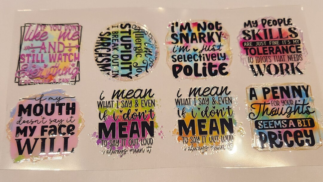 Snarky Sayings Vinyl Transfers for Art, Cups, Rocks, Books, Journals ...