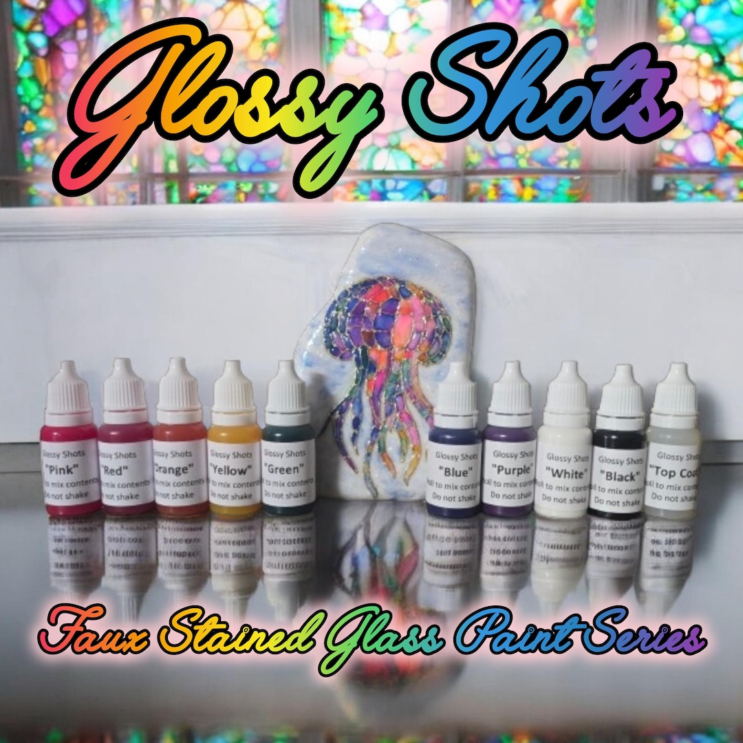 Glossy Shots Faux Stained Glass Paint System 7 Colors Plus 3 Free ...